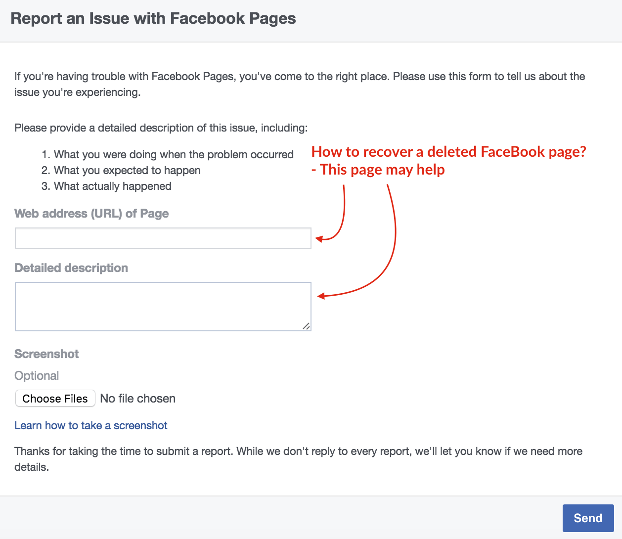 How To Recover A Deleted FaceBook Page Crunchify