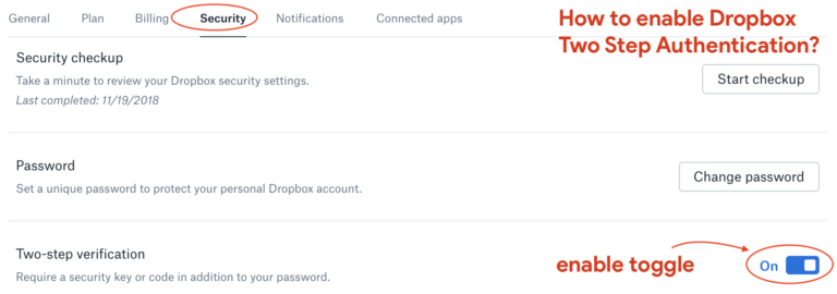 Dropbox: How to Enable 2-step Authentication now? • Crunchify