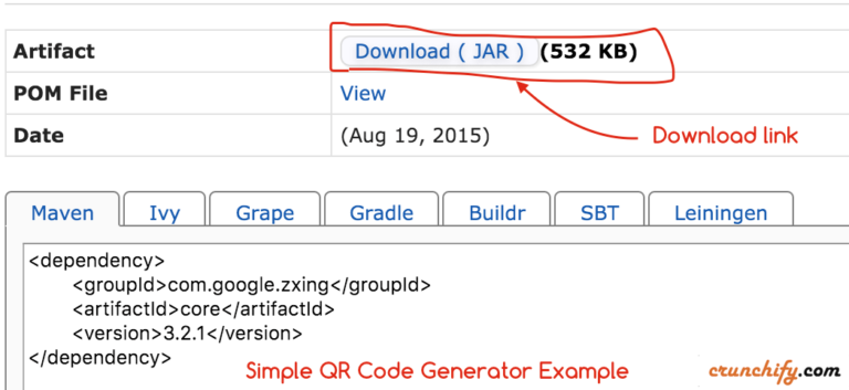 Java: Simple QR Code Generator Example - Create QR codes for free • Crunchify
