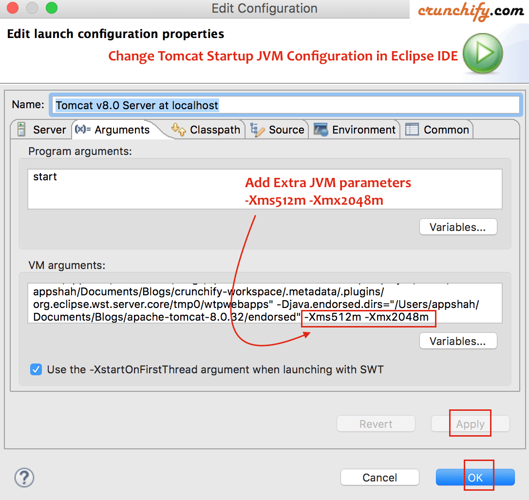 How To Increase Apache Tomcat HeapSize JVM Heap In Eclipse IDE