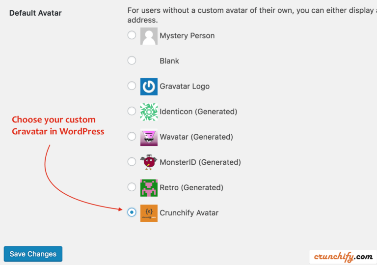 How to Change Default Avatar / Gravatar in WordPress • Crunchify