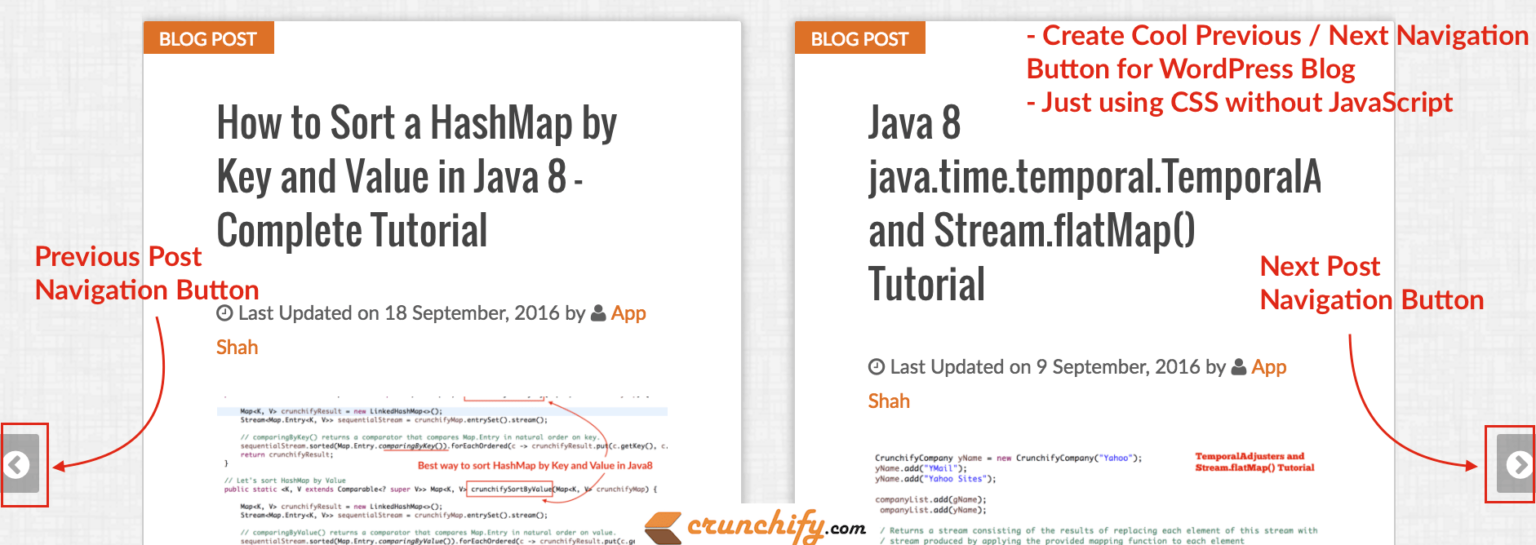 Create Cool Previous Next Post Navigation Button For Wordpress Blog Just Using Css Without