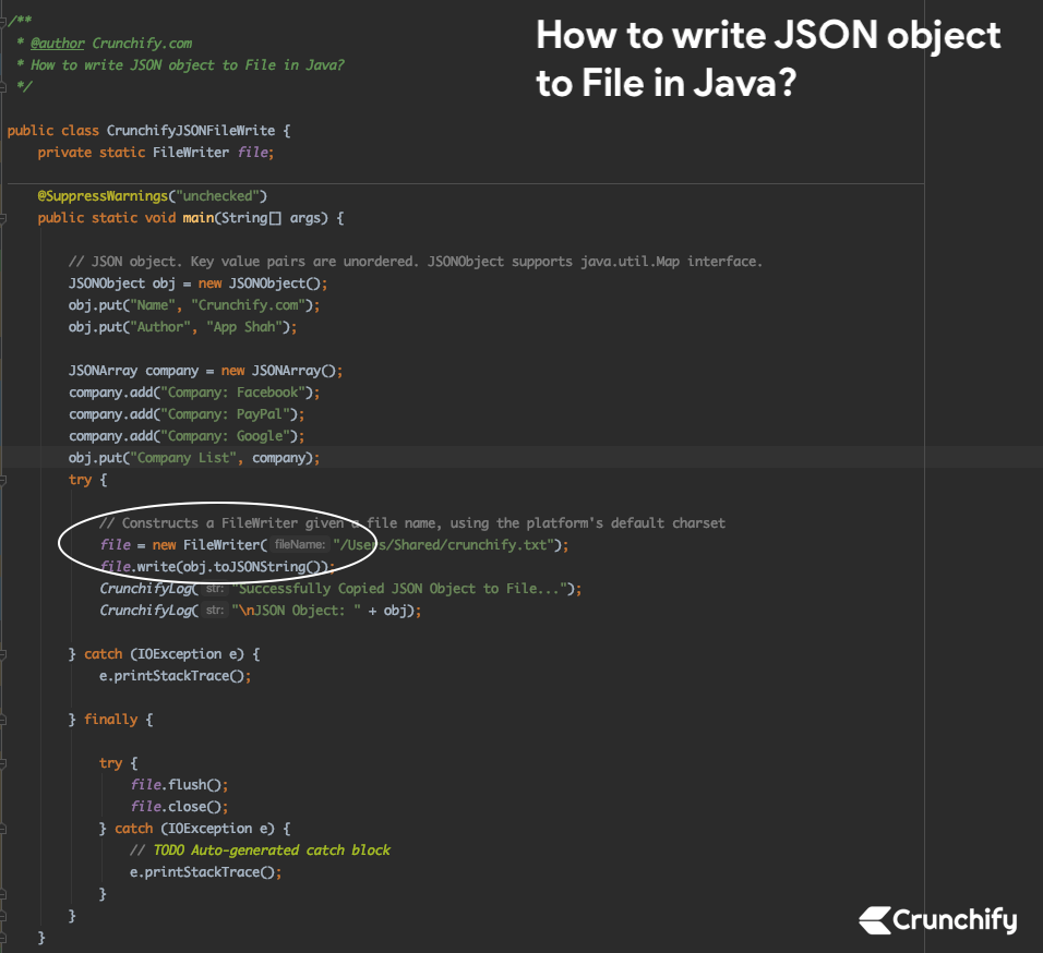How To Write JSON Object To File In Java Crunchify