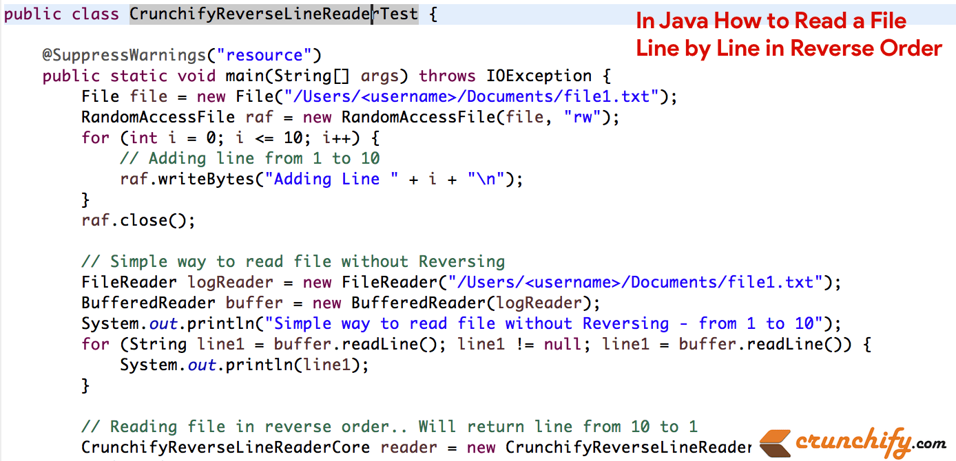 In Java How To Read A File Line By Line In Reverse Order Complete