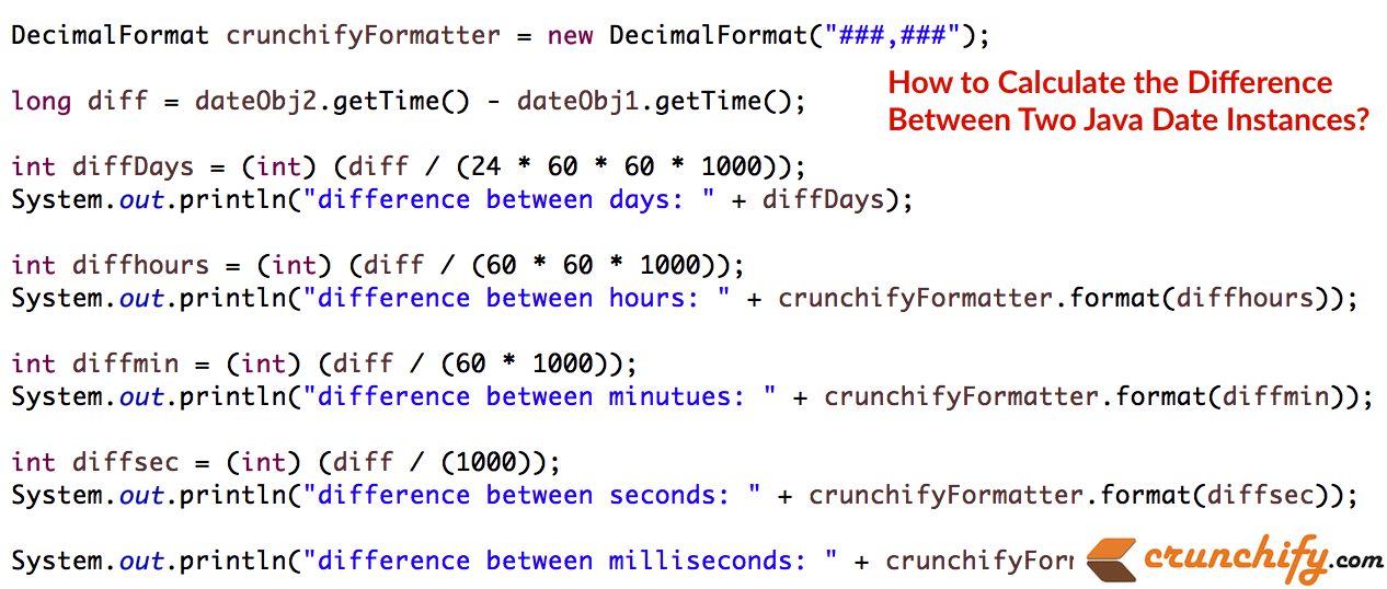 How To Calculate The Difference Between Two Java Date Instances Crunchify