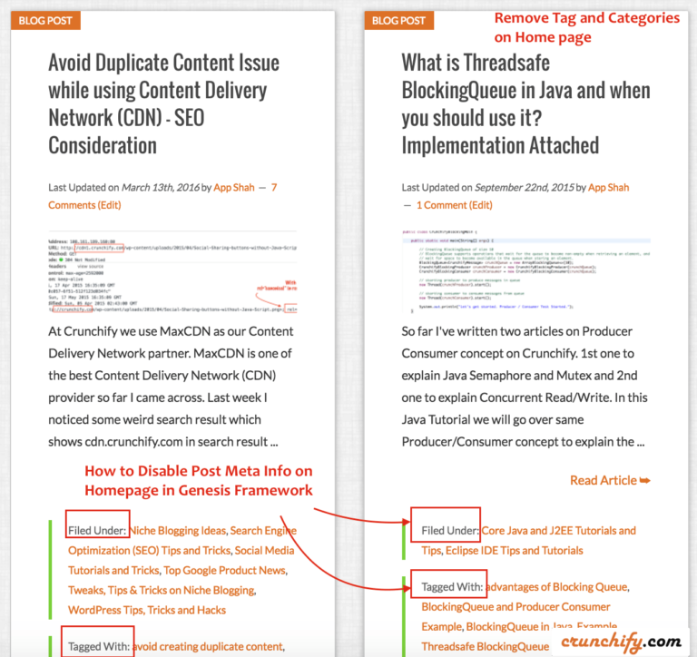 How To Disable Post Meta Info On Homepage In Genesis Framework Crunchify