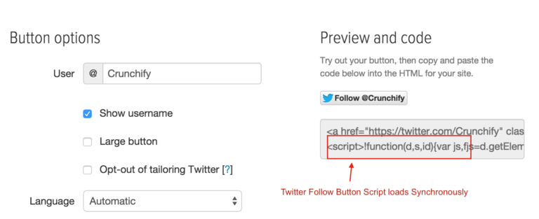 WordPress Tips: How to Load Twitter Follow Button Script Asynchronously • Crunchify