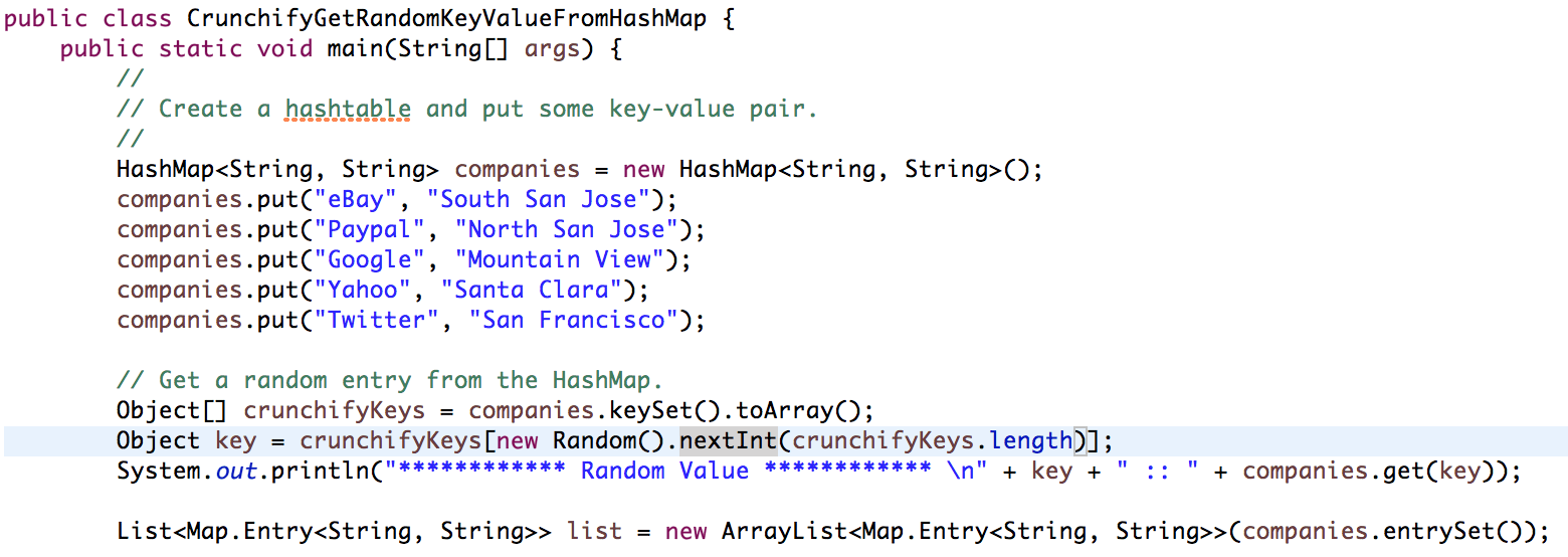 Java How To Get Random Key Value Element From HashMap Crunchify