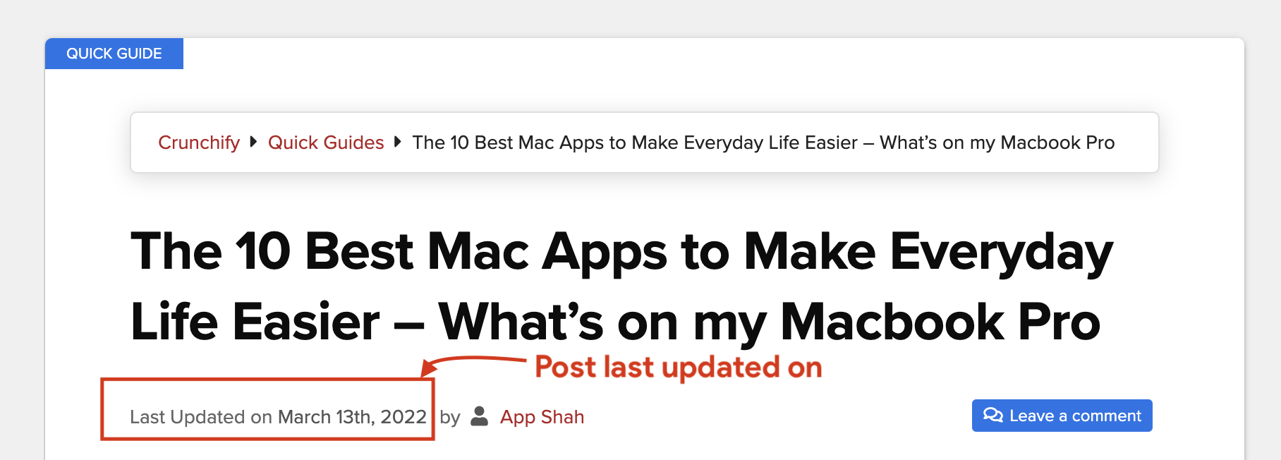 How To Display Last Updated On Date Time Of WordPress Blog Post 