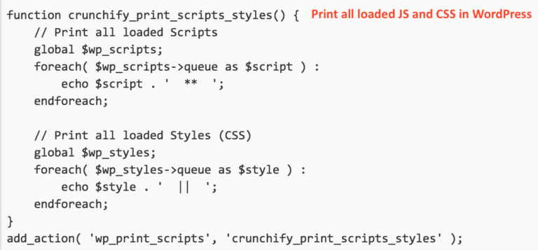 How to Print all Loaded JavaScripts and CSS Stylesheets $handle for Your WordPress blog? • Crunchify