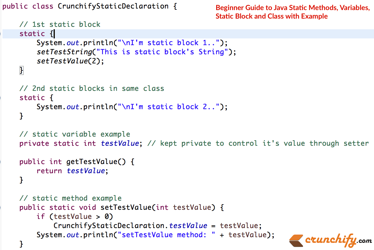 Fundamentals Of Java Static Method Class Variable And Block Crunchify