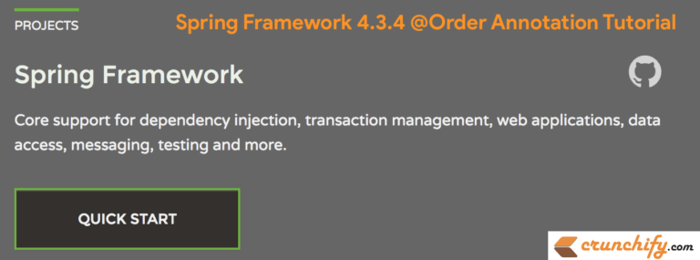 Spring Framework 434 Order Annotation Tutorial Sort Order For An Annotated Bean Component