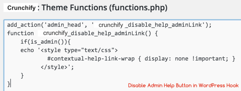 Simple Way To Disable Wordpress Help Link From Admin Menu • Crunchify