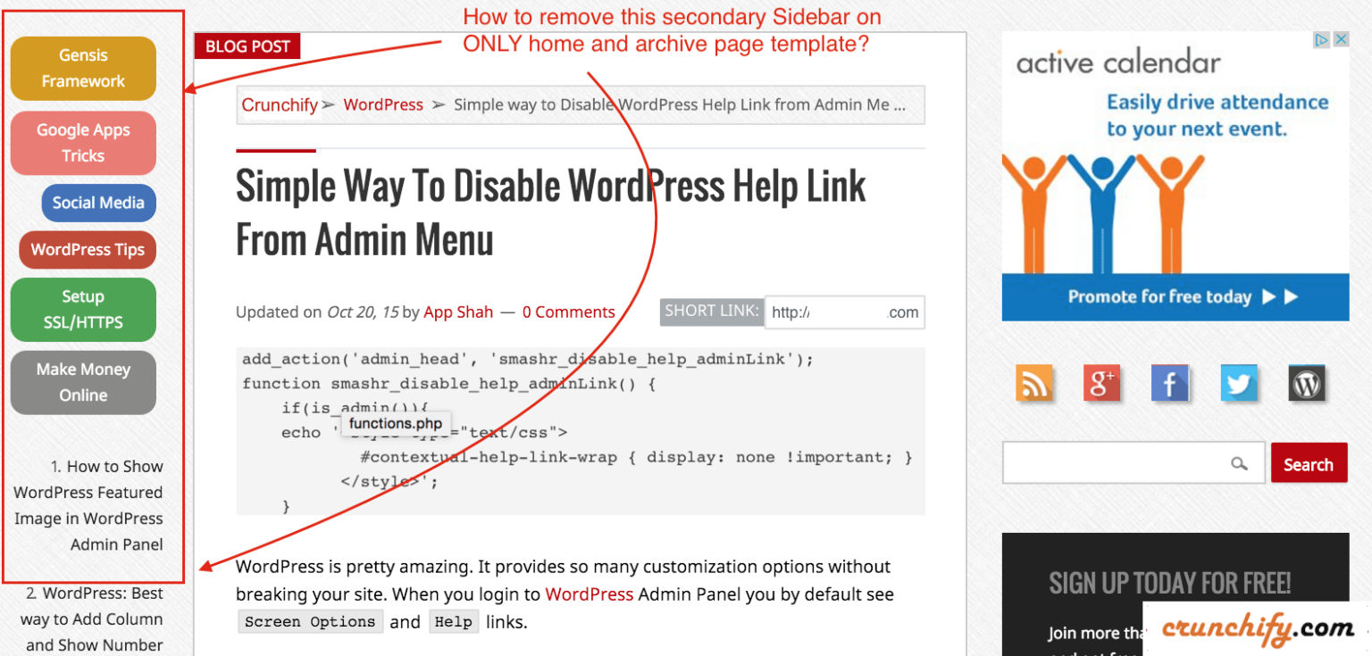 How To Hide Sidebar Only On Home Archive Page Genesis Wordpress
