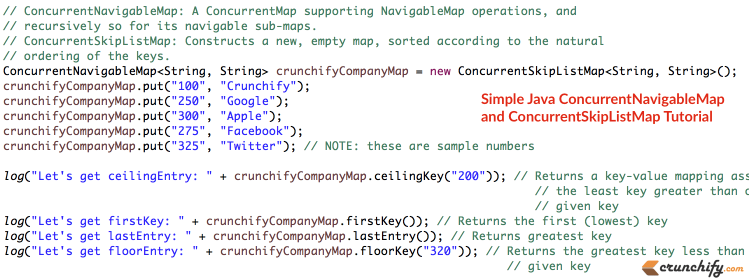 Java ConcurrentNavigableMap And ConcurrentSkipListMap Tutorial With All