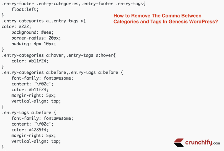 How to Remove Comma (,) Between Categories and Tags In Genesis WordPress? • Crunchify