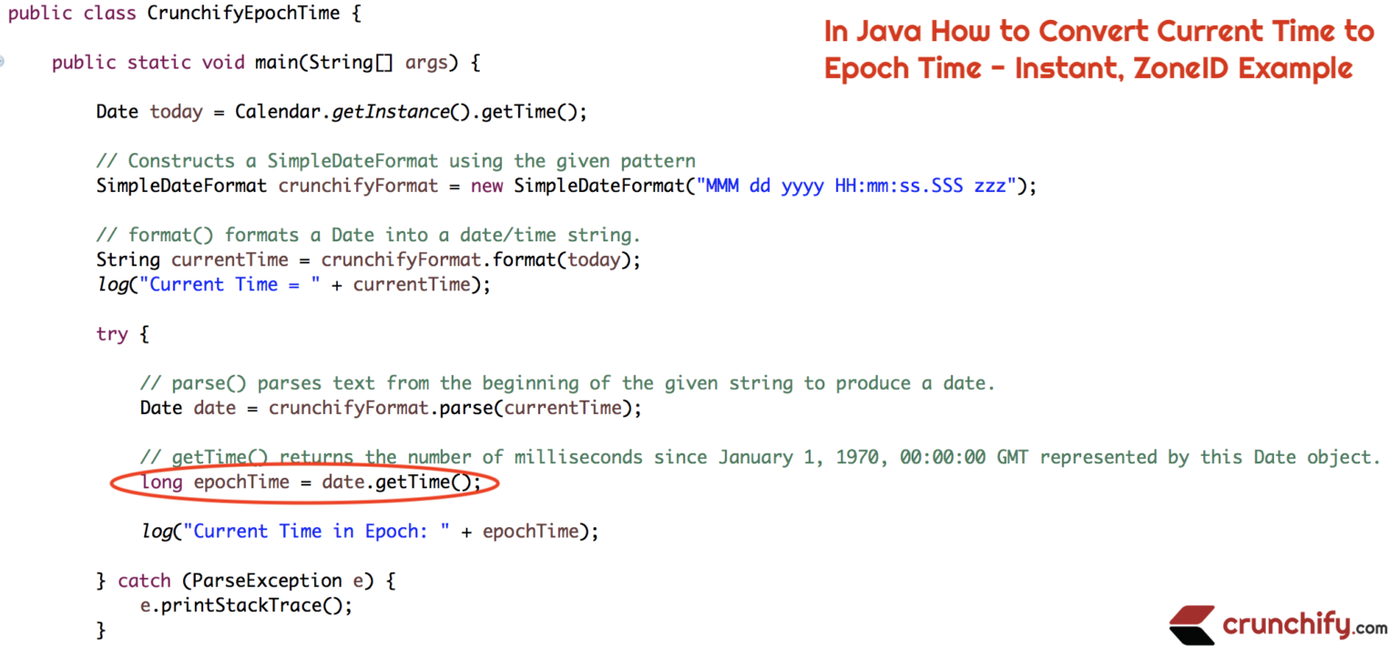 In Java How to Convert Current Time to Epoch Time - Instant, ZoneID Example • Crunchify
