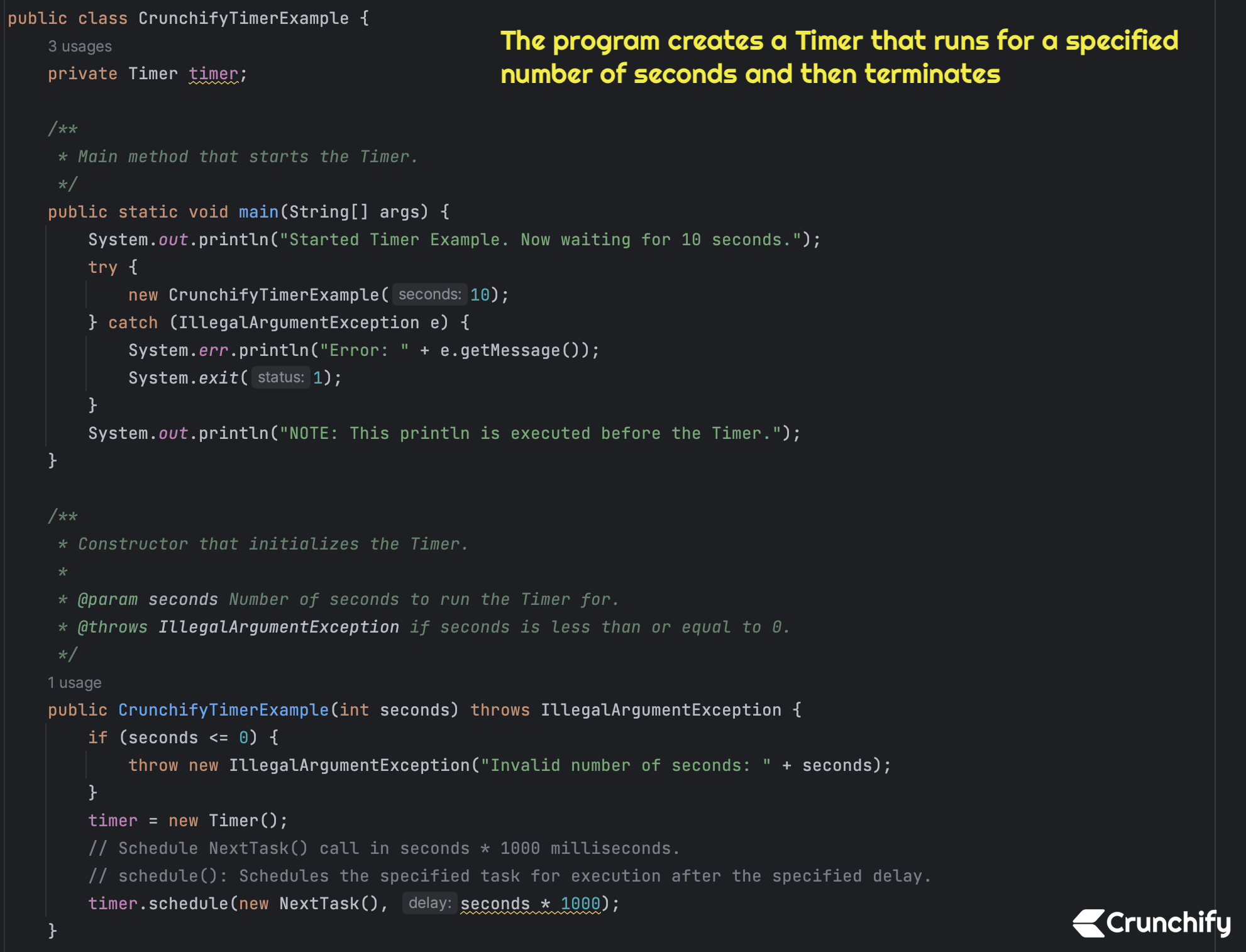 Java Create A Timer Object For Future Execution In A Background Thread 