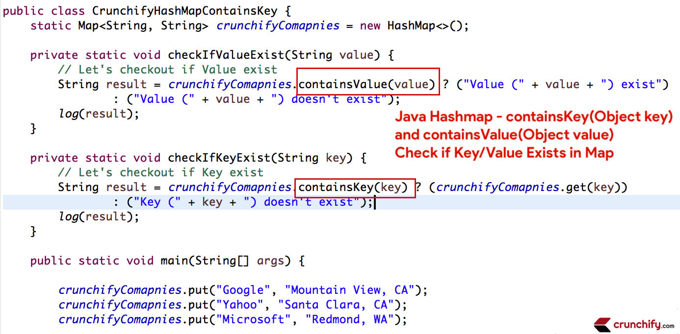 Java Hashmap ContainsKey Object Key And ContainsValue Object Value 