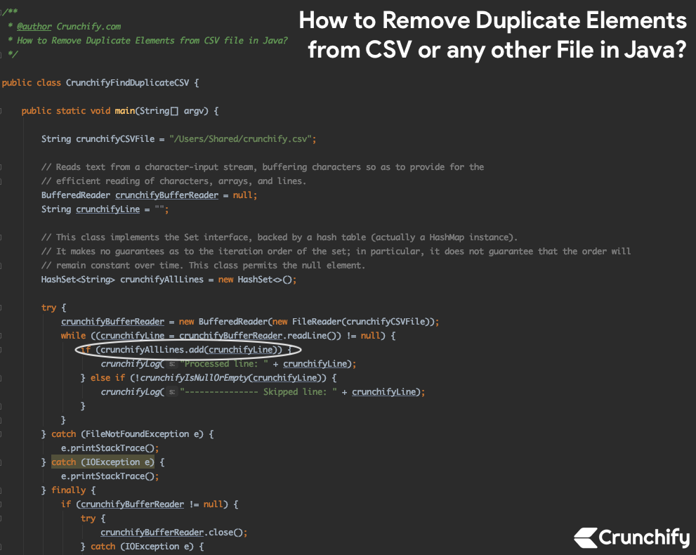 How To Remove Duplicate Elements From CSV Or Any Other File In Java