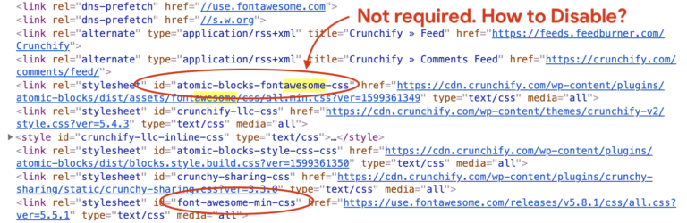 WordPress: How to disable loading Atomic Block's FontAwesome CSS if not ...