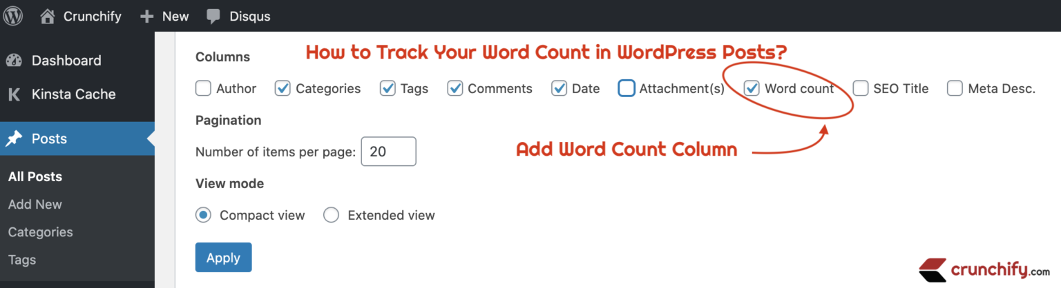 How to Display Total Word Count of Posts in WordPress Admin Column ...