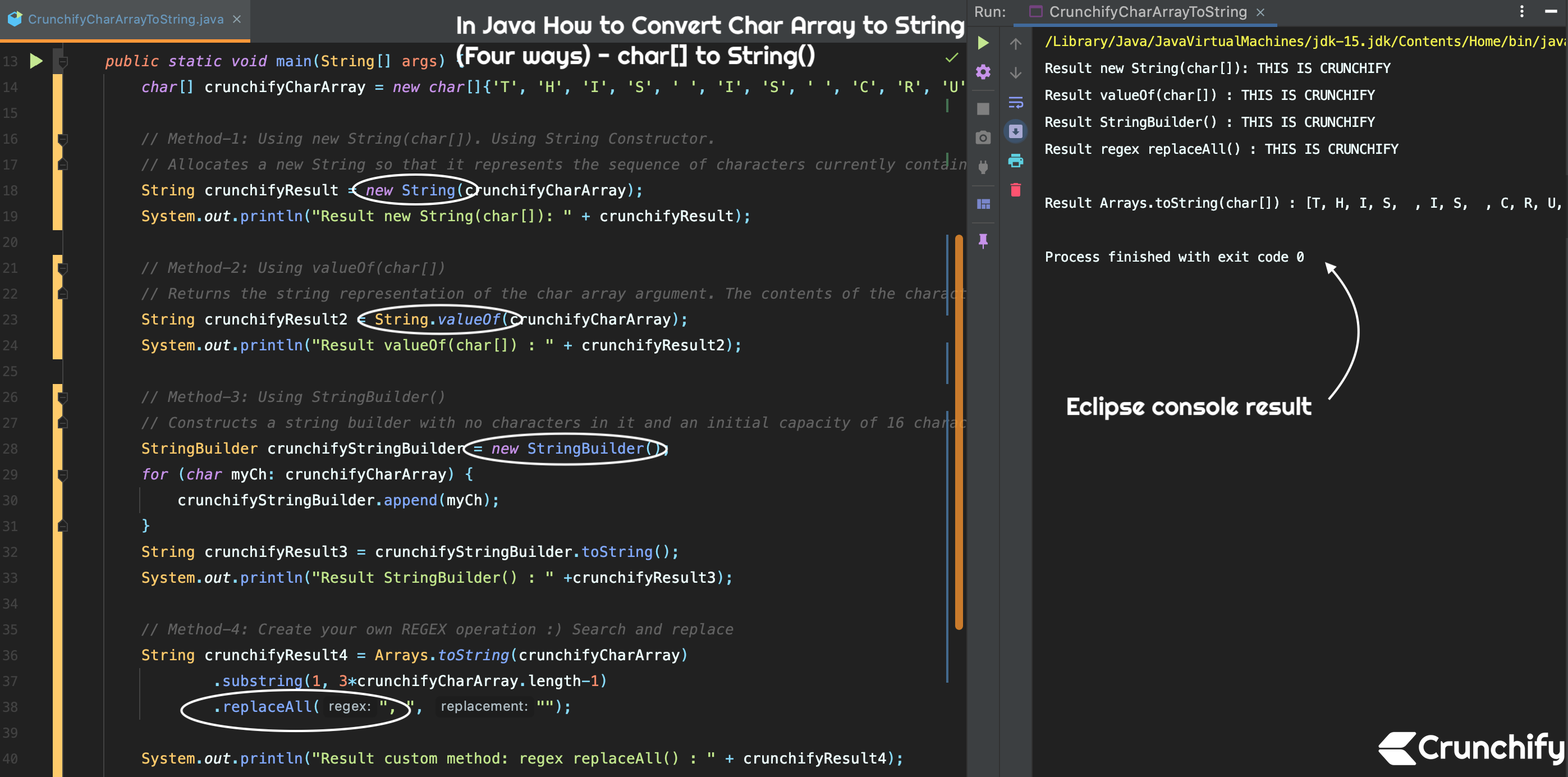 In Java How To Convert Char Array To String four Ways Char To