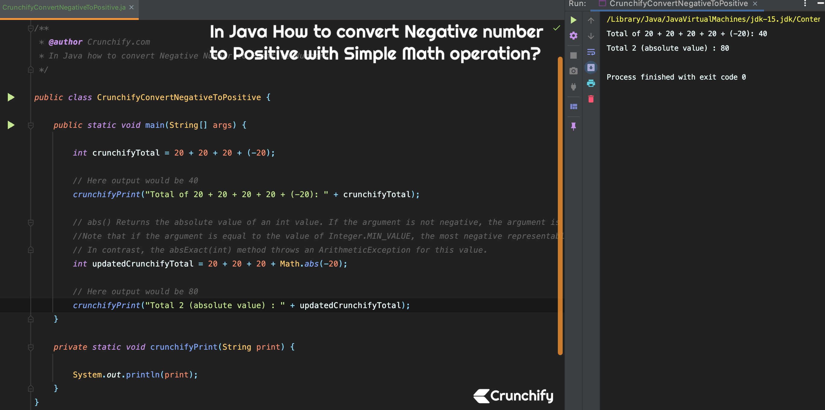 In Java How To Convert Negative Number To Positive With Simple Math 