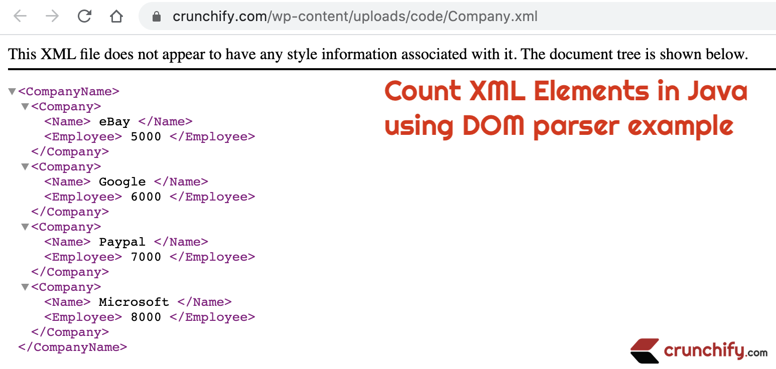 Simple Way To Count Number Of XML Elements In Java Crunchify