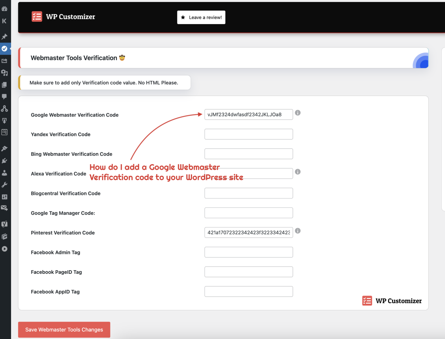 How do I add a Google Webmaster Verification code to your WordPress ...