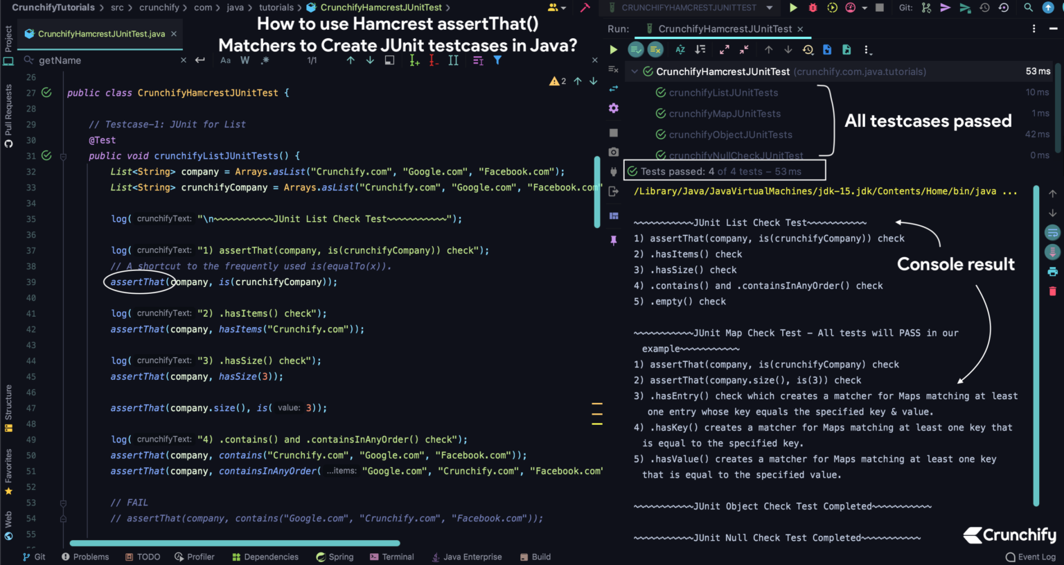 How To Use Hamcrest Assertthat Matchers To Create Junit Testcases In Java Complete Tutorial