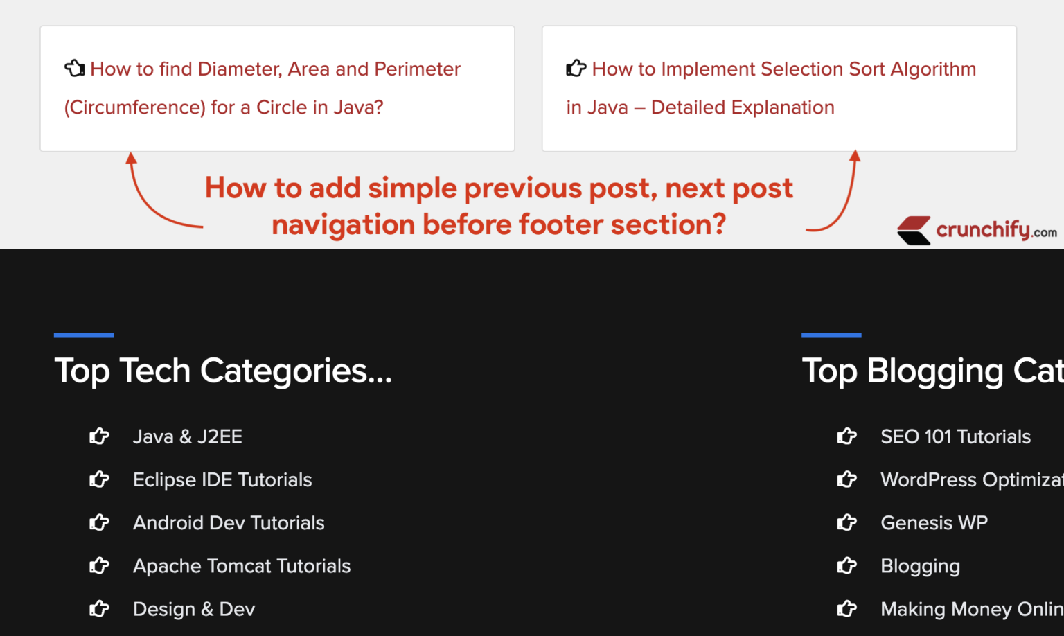 How to add simple Previous post, Next post navigation before footer section? (GenesisWP or other ...