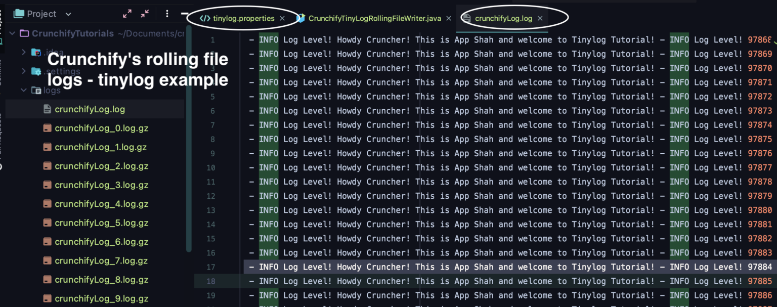 tinylog - Rolling File Writer Tutorial • Crunchify
