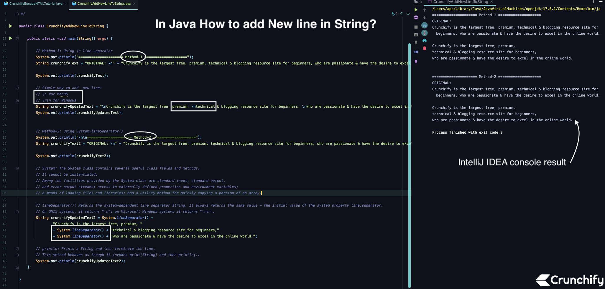In Java How To Add New Line In String Crunchify