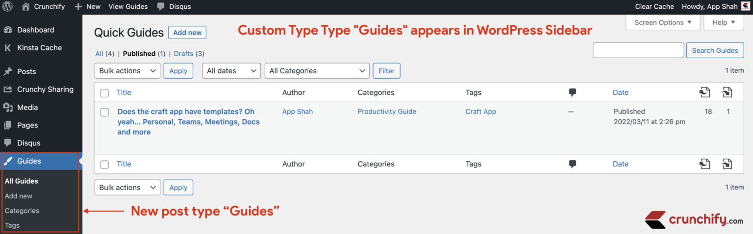 How we have created new section called "Guides" without any Custom Post Type plugin? • Crunchify
