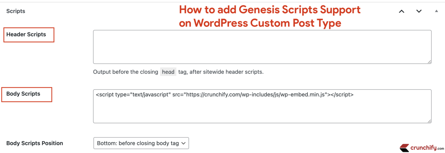 How to add Genesis Scripts Support on WordPress Custom Post Type? • Crunchify